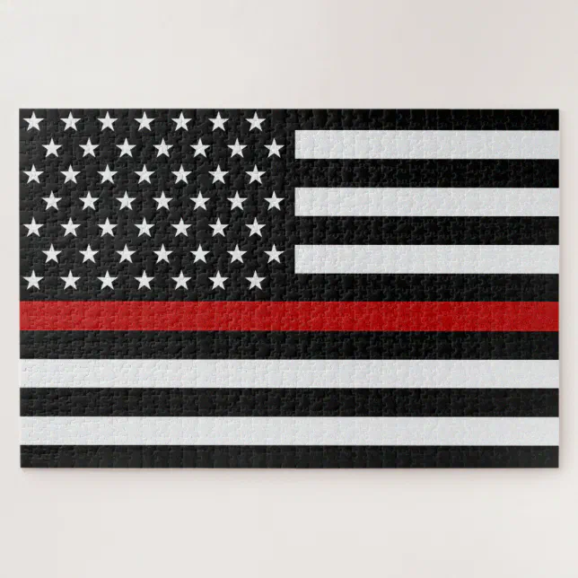Thin Red Line Flag Jigsaw Puzzle | Zazzle