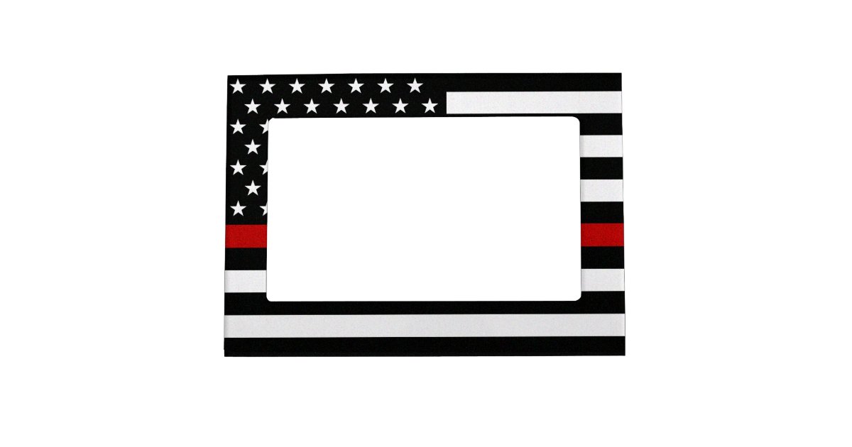 Thin Red Line Flag Magnetic Frame | Zazzle