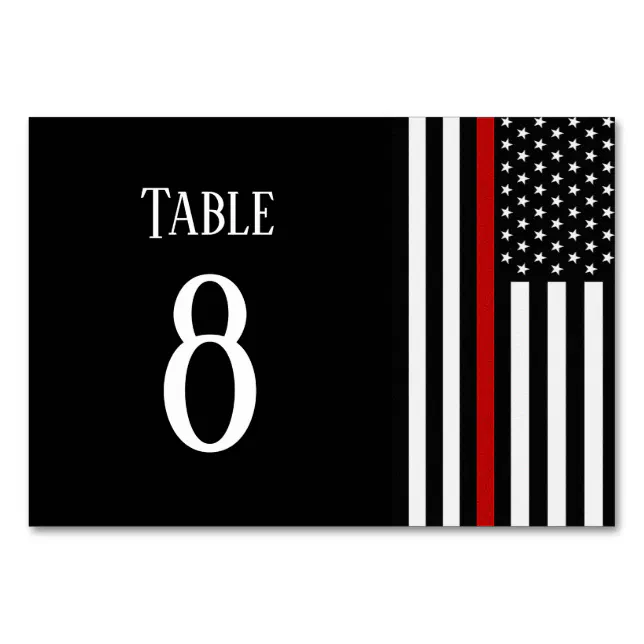 Thin Red Line Flag Table Number | Zazzle