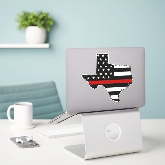 Thin Red Line Flag Texas Sticker | Zazzle