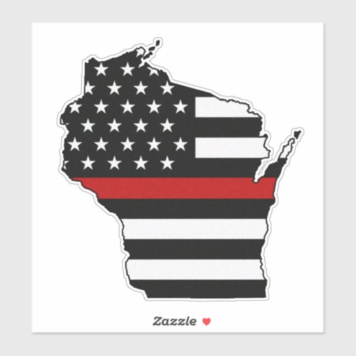 Thin Red Line Flag Wisconsin Sticker | Zazzle
