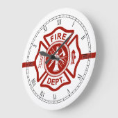 Thin Red Line Maltese Cross White Large Clock | Zazzle