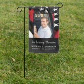 Thin Red Line Memorial Photo Firefighter Cemetery Garden Flag | Zazzle