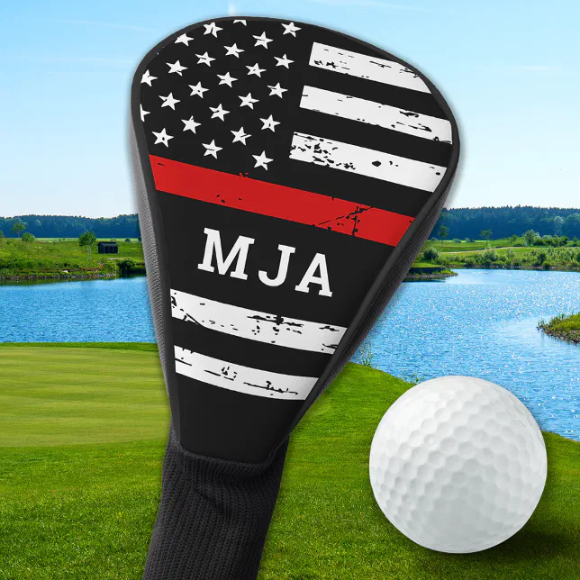 Thin Red Line Personalized Firefighter Monogram Golf Head Cover | Zazzle