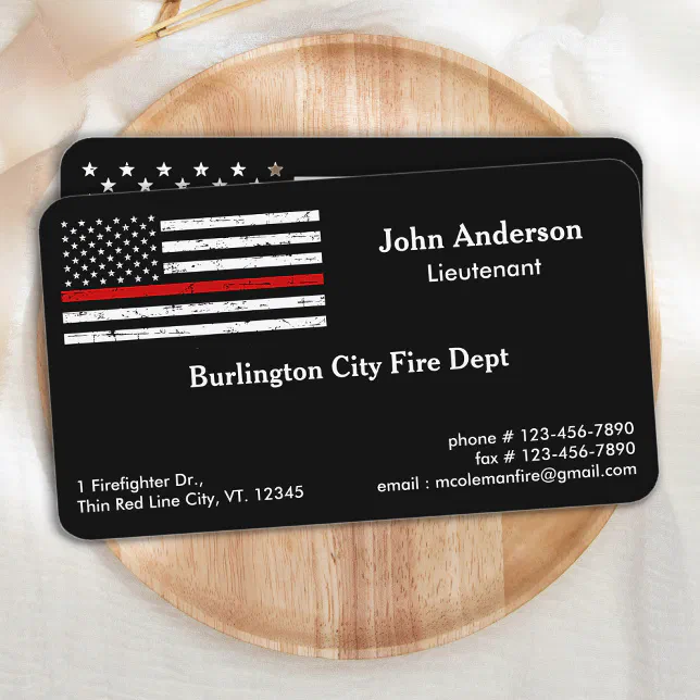 Thin Red Line Premium Fire Department Firefighter Business Card | Zazzle