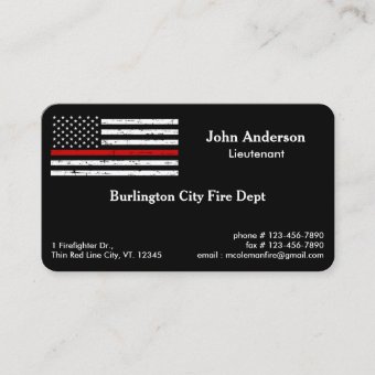Thin Red Line Premium Fire Department Firefighter Business Card | Zazzle