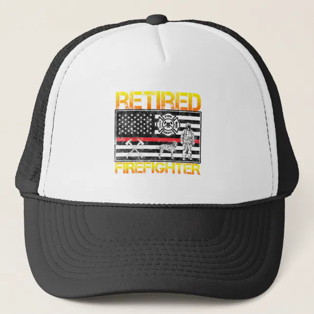 Thin Red Line Retired Firefighter Retirement Trucker Hat | Zazzle