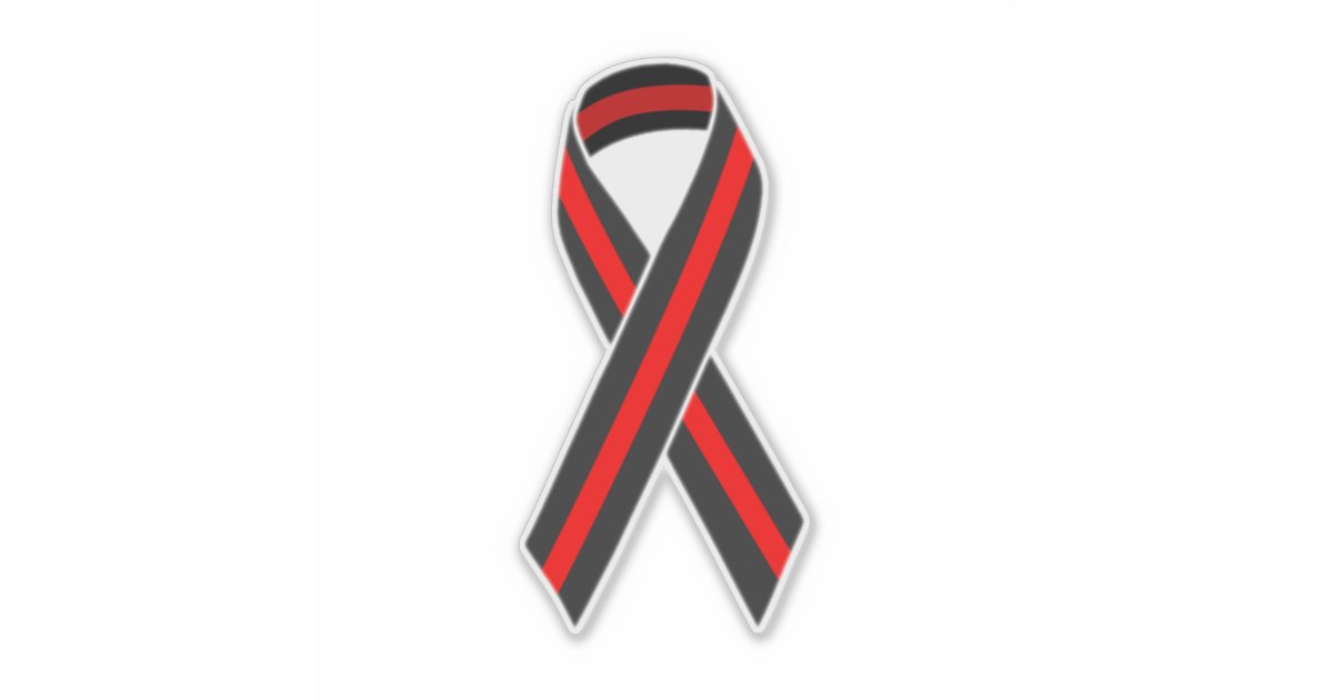 Thin Red Line Ribbon Sticker | Zazzle