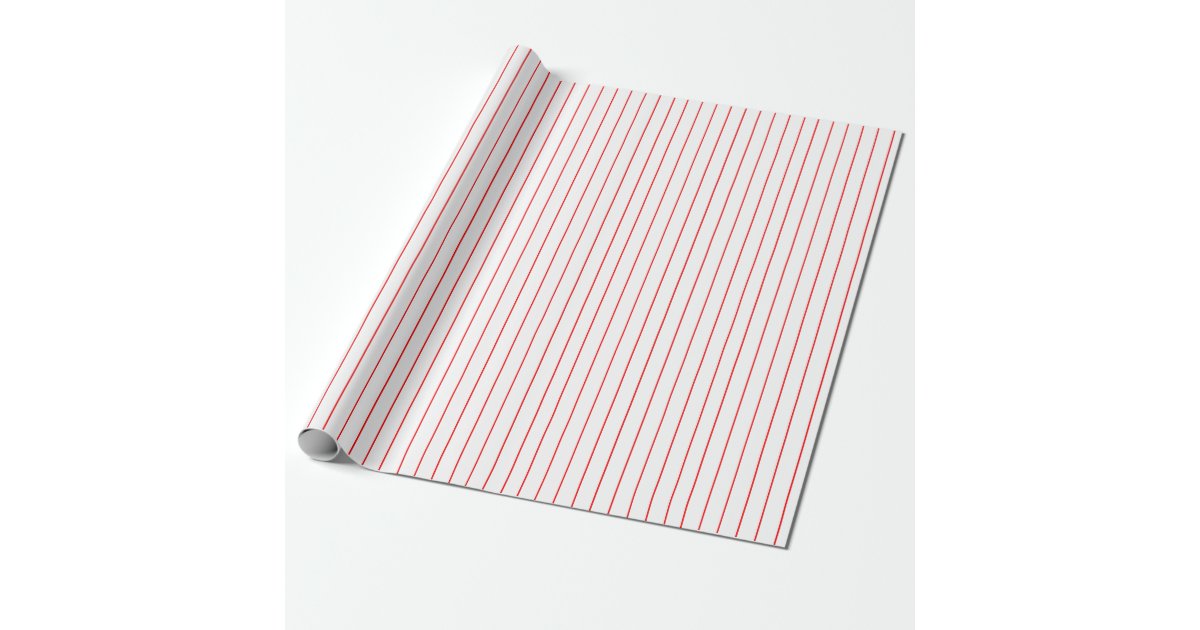 Thin Red Line Stripe on White or Pick Color Wrapping Paper | Zazzle