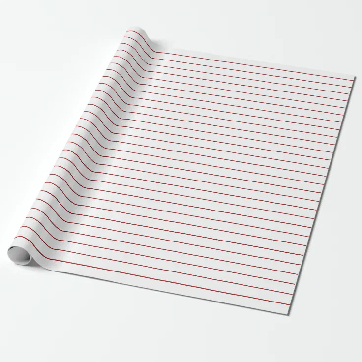 Thin Red Stripes on White Party or Christmas Wrapping Paper | Zazzle