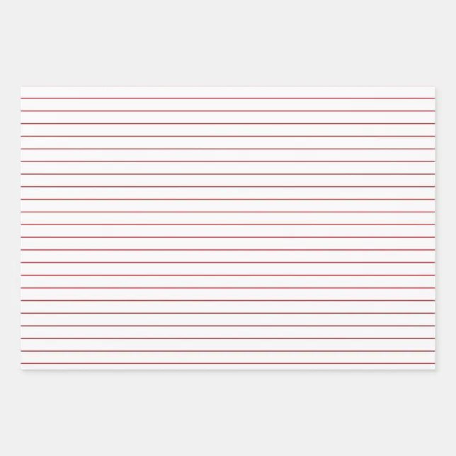 Thin Red Stripes on White Party or Christmas Wrapping Paper Sheets | Zazzle