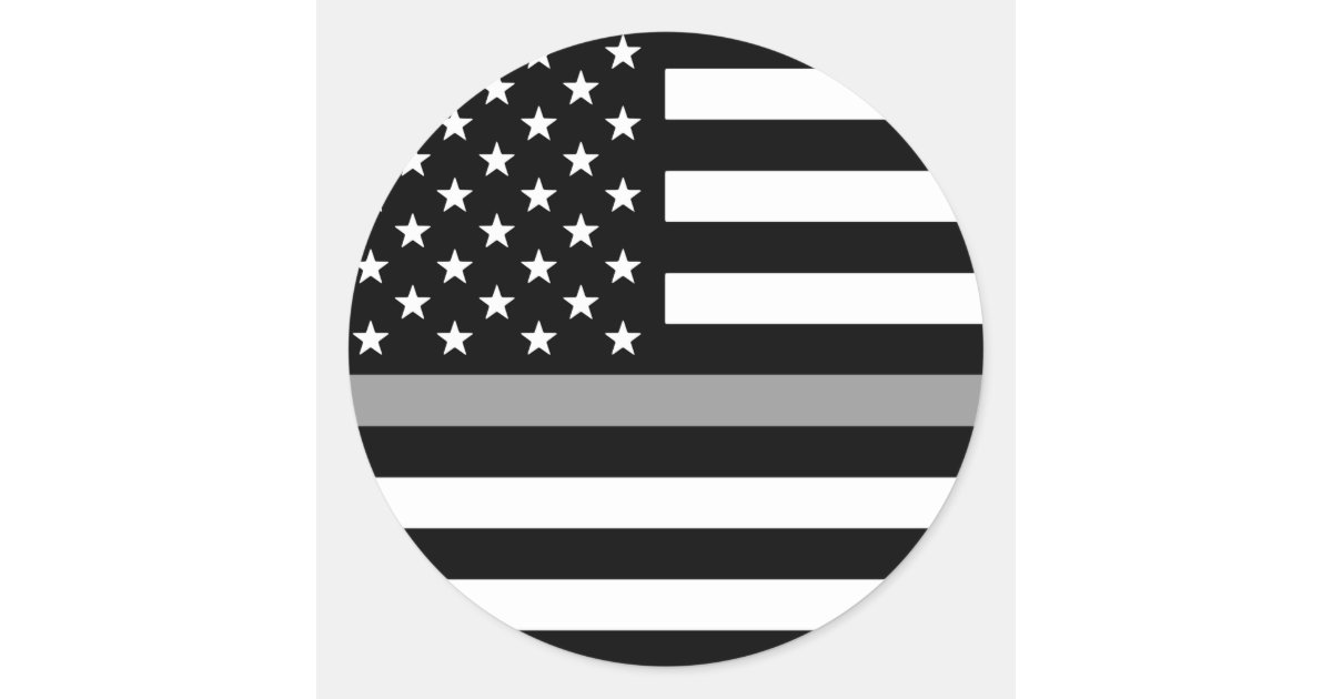 Thin Silver Line American Flag Classic Round Sticker | Zazzle