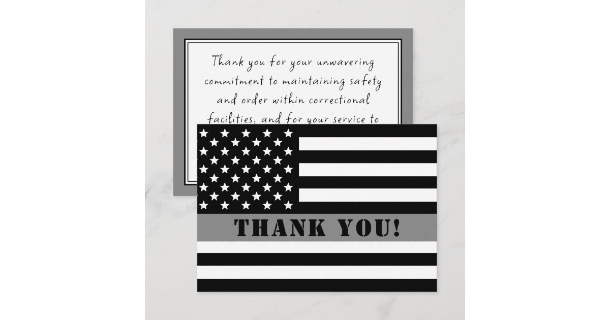 Thin Silver Line Corrections Officer Appreciation Thank You Card | Zazzle
