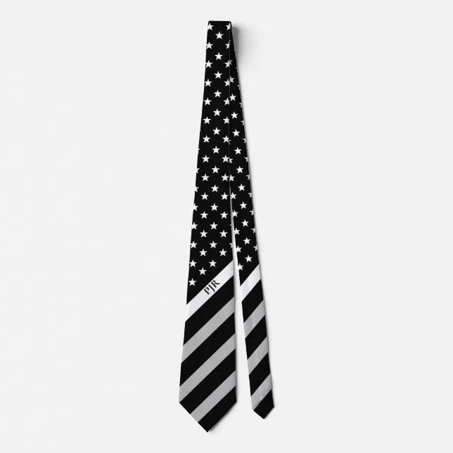Thin White Line EMS EMT American Flag Monogram Neck Tie | Zazzle