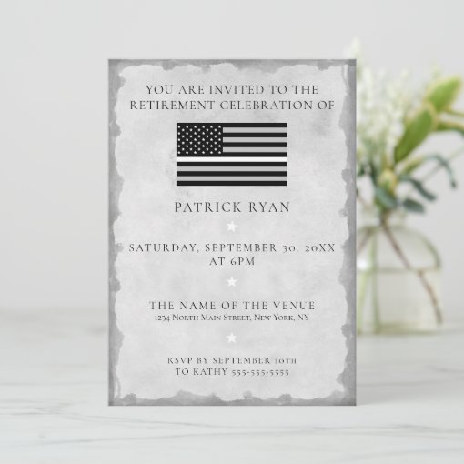Thin White Line Flag EMS EMT Retirement Party Invitation | Zazzle