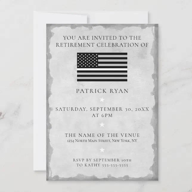 Thin White Line Flag EMS EMT Retirement Party Invitation | Zazzle