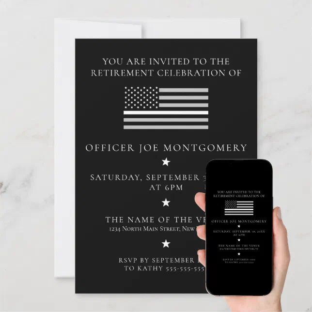 Thin White Line Flag EMS EMT Retirement Party Invitation | Zazzle