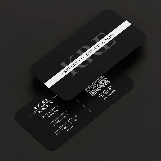 Thin White Line Medical EMT Physician Modern Business Card | Zazzle