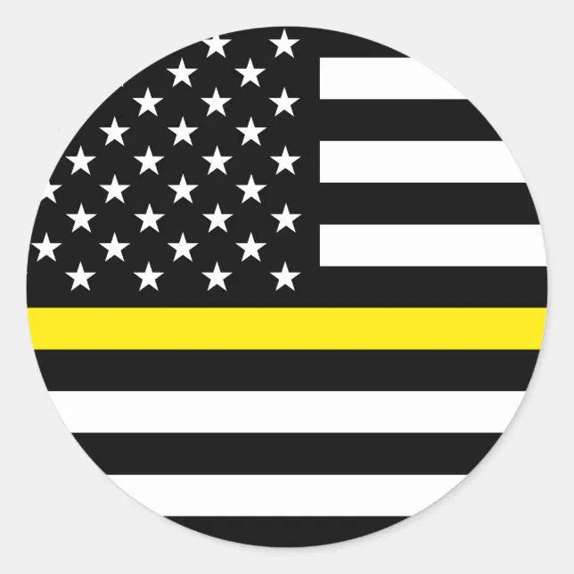 Thin Yellow Line Dispatchers Flag Classic Round Sticker | Zazzle