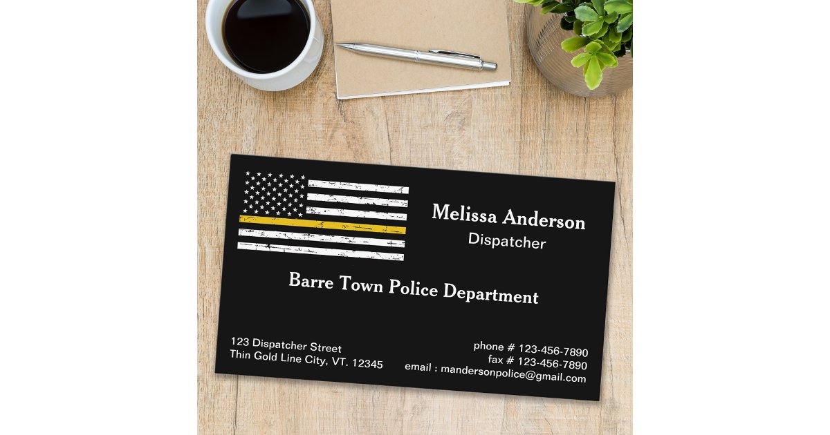 Thin Yellow Line Fire Police Dispatcher Business Card | Zazzle