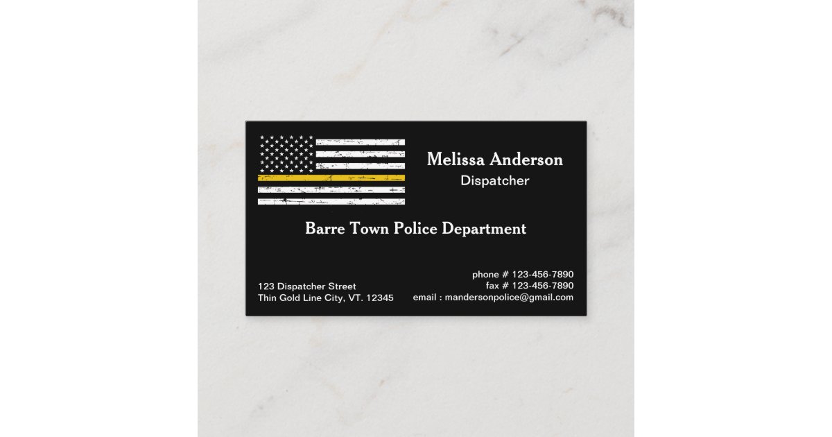 Thin Yellow Line Fire Police Dispatcher Business Card | Zazzle