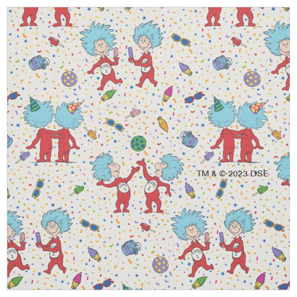 Dr. Seuss Thing One Thing Two | Twins Baby Shower Fabric | Zazzle