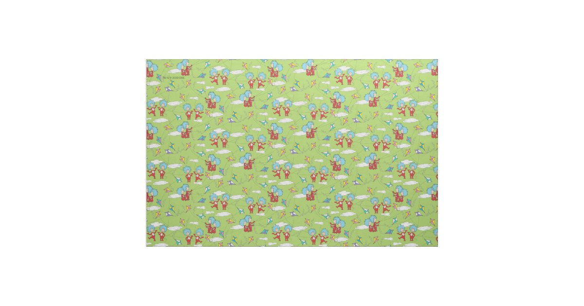 Thing One Thing Two Flying Kite Things Pattern Fabric | Zazzle