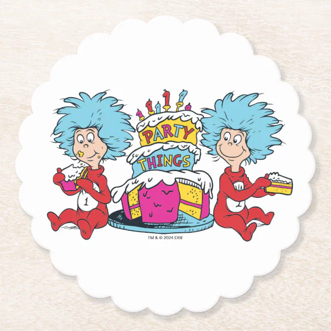 Thing One Thing Two Party Things Paper Coaster | Zazzle