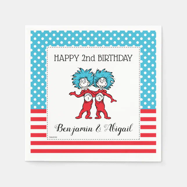 Thing One Thing Two | Twins Birthday Napkins | Zazzle