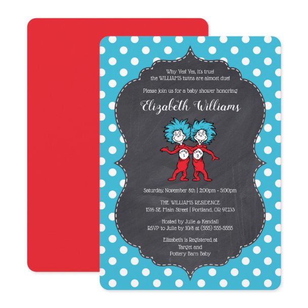 Dr. Seuss Thing One Thing Two | Twins Baby Shower Fabric | Zazzle