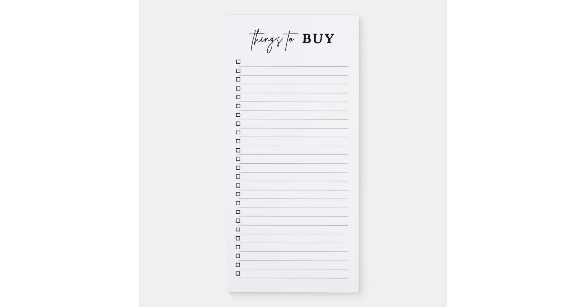 "Things To Buy" Grocery Shopping Magnetic List Pad | Zazzle