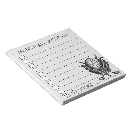 Things To Do After Golf Ball Tee Clubs Checklist Notepad | Zazzle