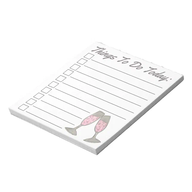 Things To Do Today Bubbly Pink Champagne Bride Notepad | Zazzle