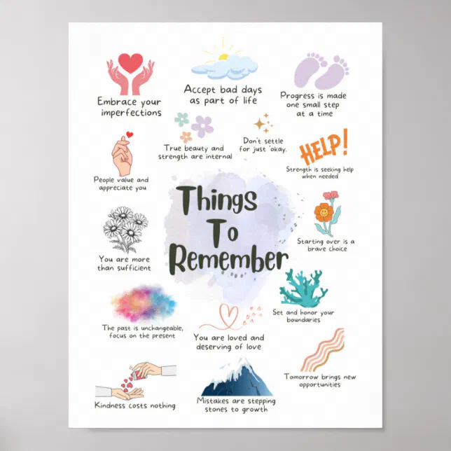 Things To Remember Affirmation poster | Zazzle