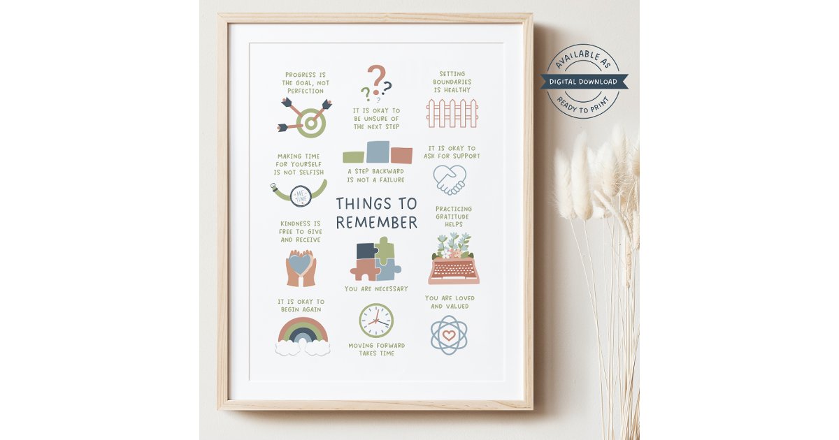 Things to Remember Affirmations Self-Care Poster | Zazzle
