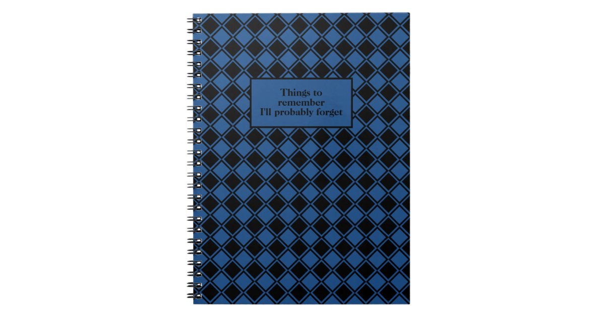Things to remember blue black diamond pattern note notebook | Zazzle
