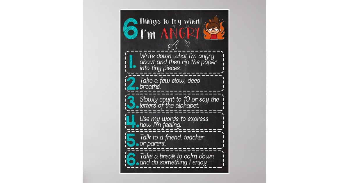 Things to Try when I'm ANGRY Poster Decoration | Zazzle