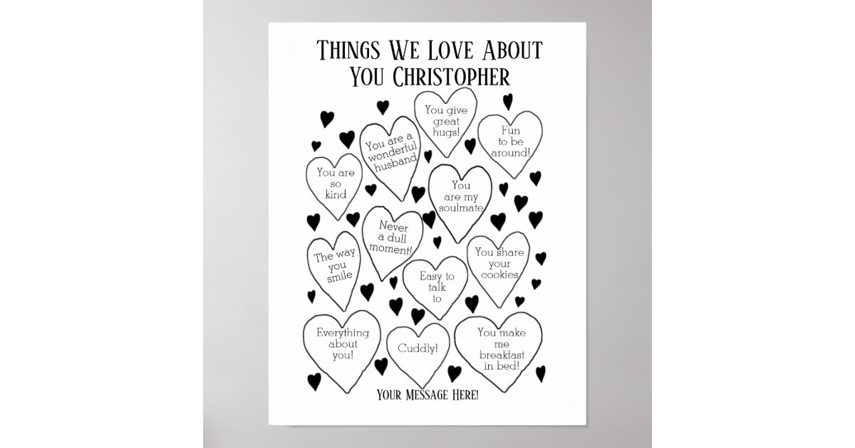 Things We Love About You Birthday Poster | Zazzle