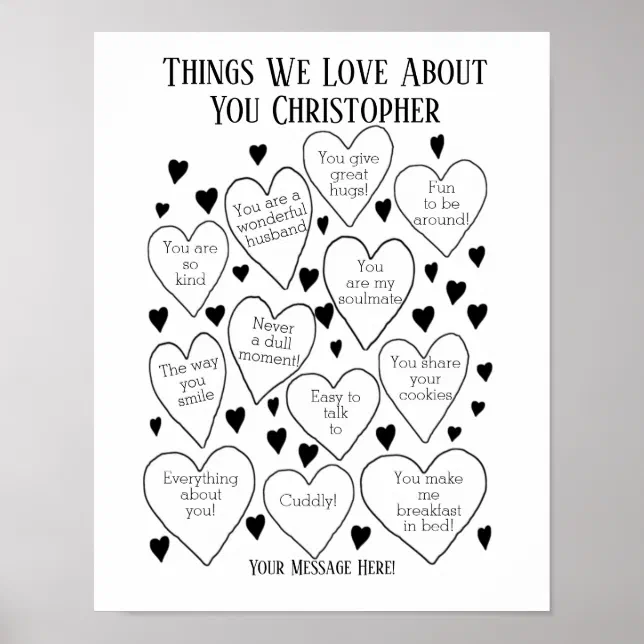 Things We Love About You Birthday Poster | Zazzle