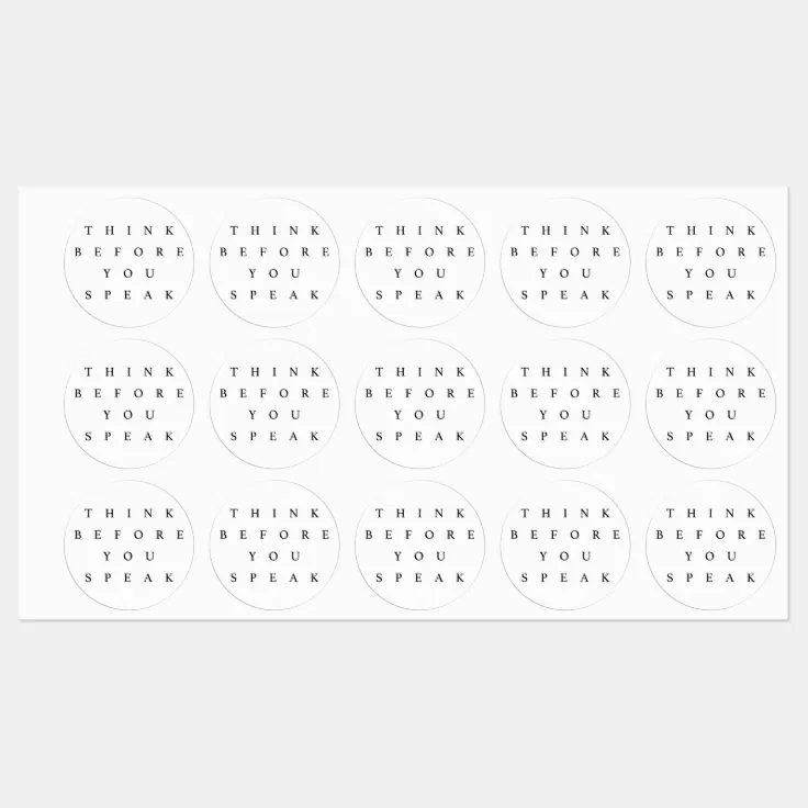 Think Before You Speak Sticker Set | Zazzle