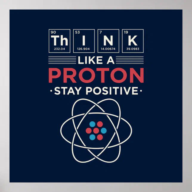 Think Like A Proton Chemistry Nerd Dorm Room Poster | Zazzle