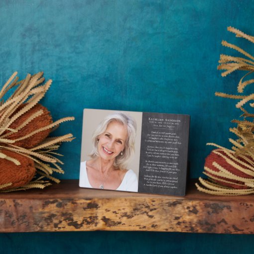 Think of Me Poem Photo Memorial Sympathy Plaque | Zazzle