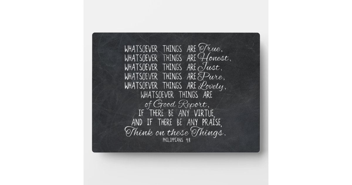 Think on These Things Christian Bible Scripture Plaque | Zazzle