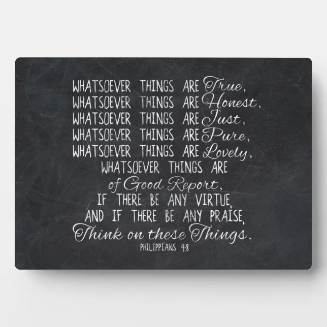 Think on These Things Christian Bible Scripture Plaque | Zazzle
