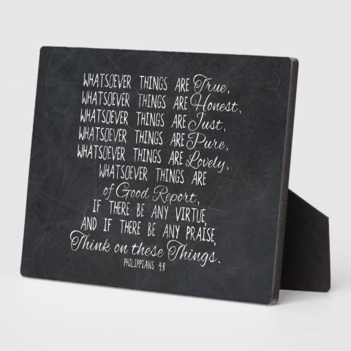 Think on These Things Christian Bible Scripture Plaque | Zazzle