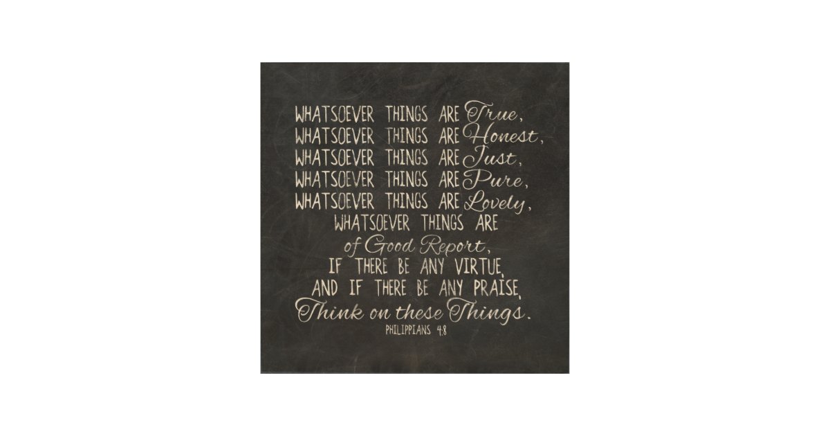 Think on These Things Christian Bible Scripture Wood Wall Decor | Zazzle