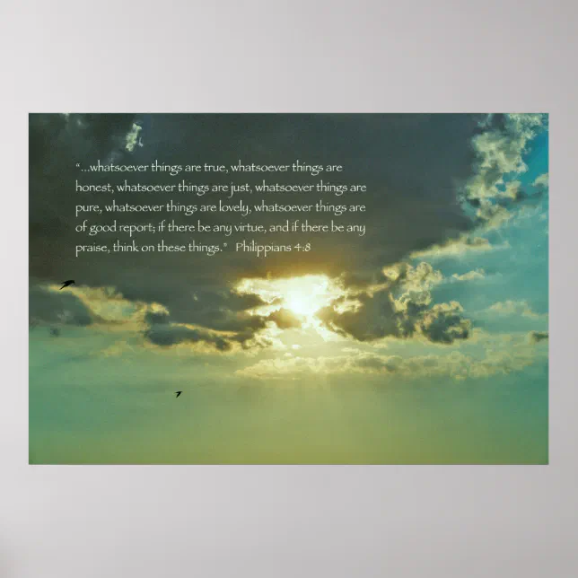 Think on these things poster - Version C | Zazzle