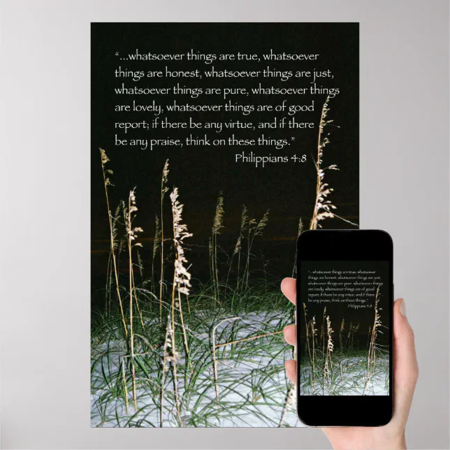 Think on these Things Scripture poster - Version B | Zazzle