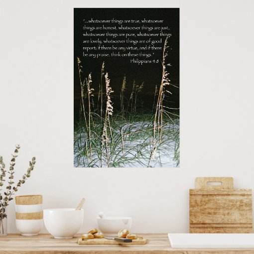 Think on these Things Scripture poster - Version B | Zazzle