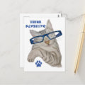 Think Pawsitive Positivity Quote Cute Cat Glasses Postcard | Zazzle